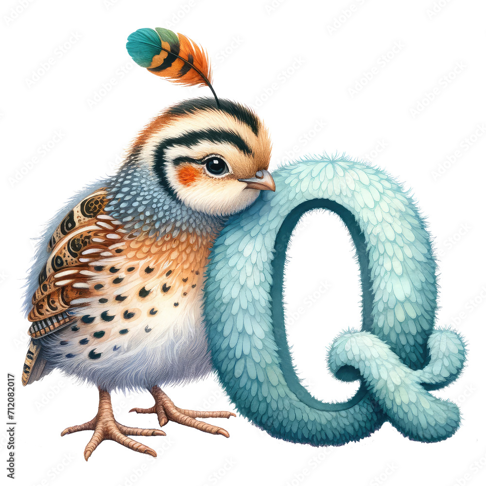 Watercolor Animal Alphabet Letter 'Q' Clipart for Nursery Decor and ...