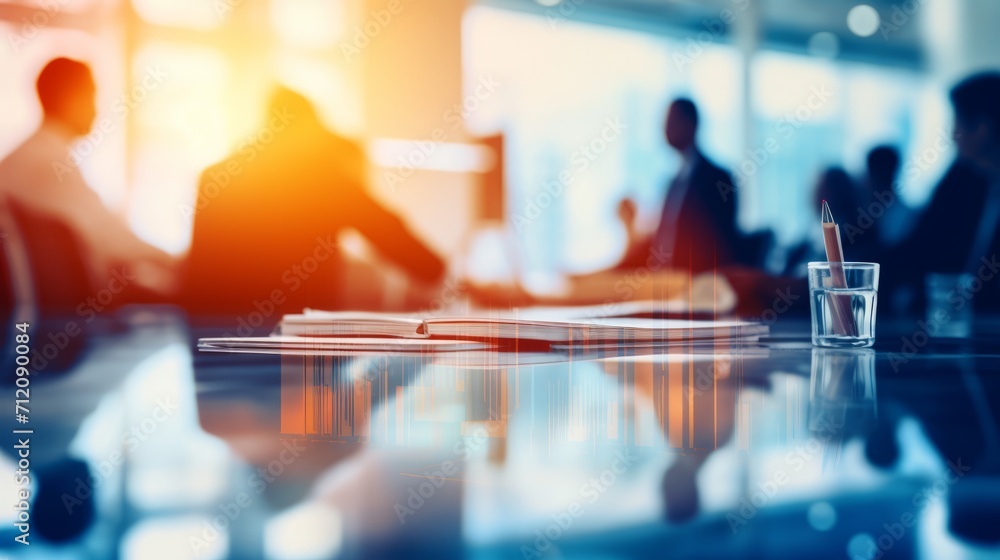 Corporate collaboration: business professionals in a vibrant meeting ...