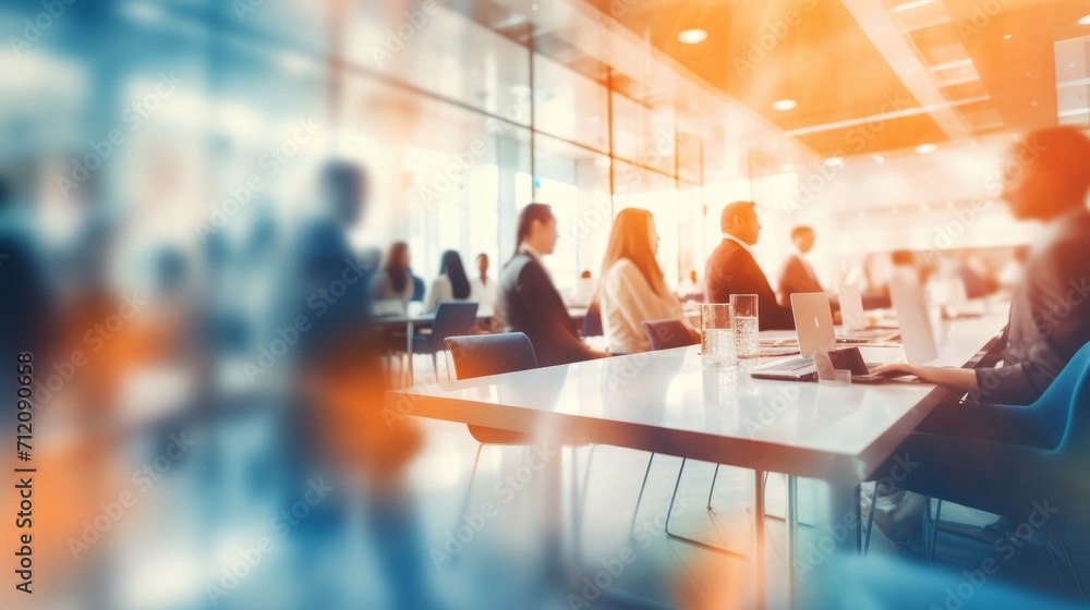 Corporate collaboration: business professionals in a vibrant meeting ...