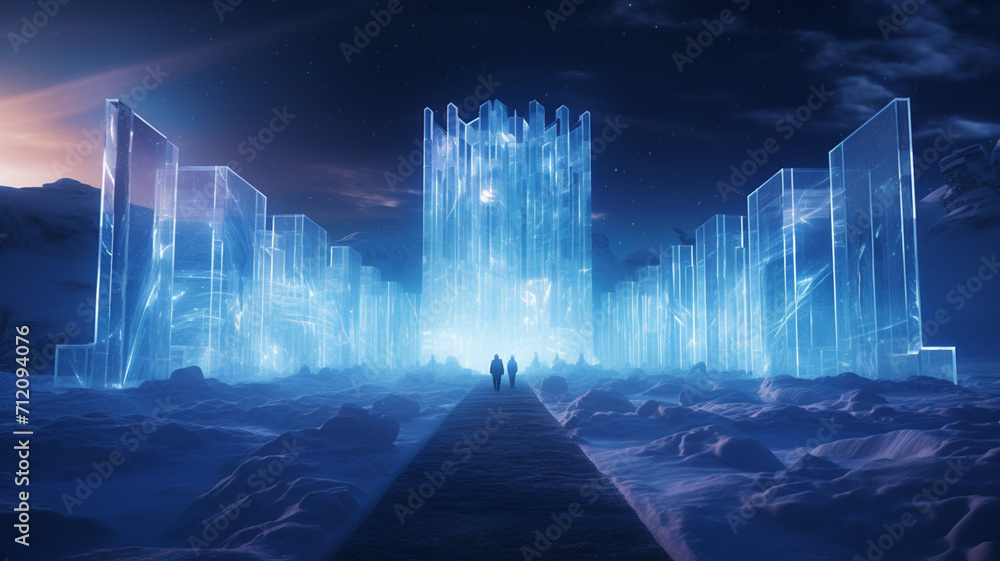 Crystal Labyrinth A mazelike glass-walled structure Stock Illustration ...