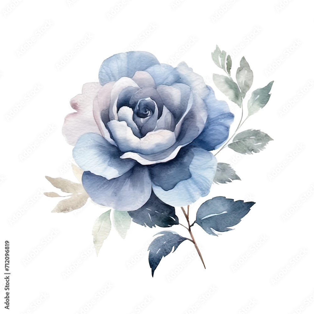 Watercolor Dusty Blue Flowers Clipart. Blue Roses PNG, Floral Bouquets ...