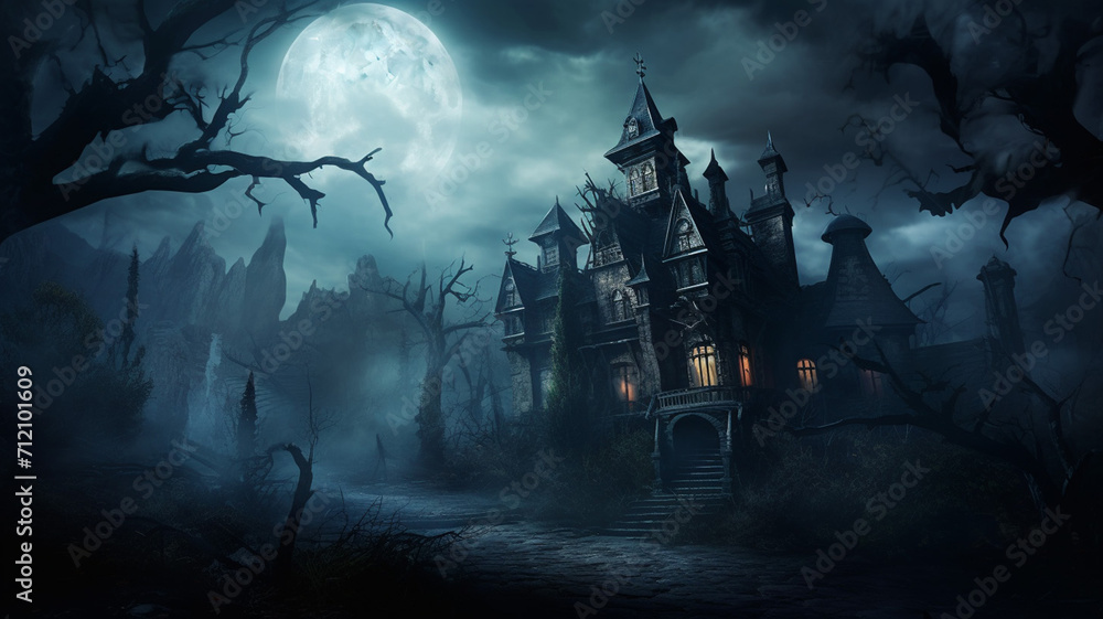Haunted Mansion Ghost Hunter A spooky haunted house creepy Stock ...