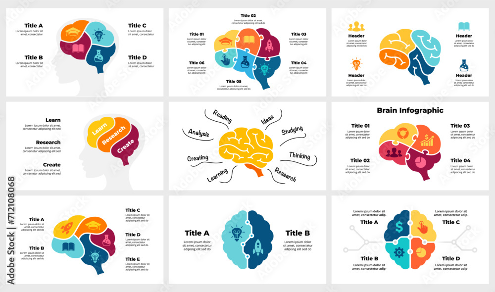 Puzzle Brain Medicine Infographic. Education Creative Thinking ...