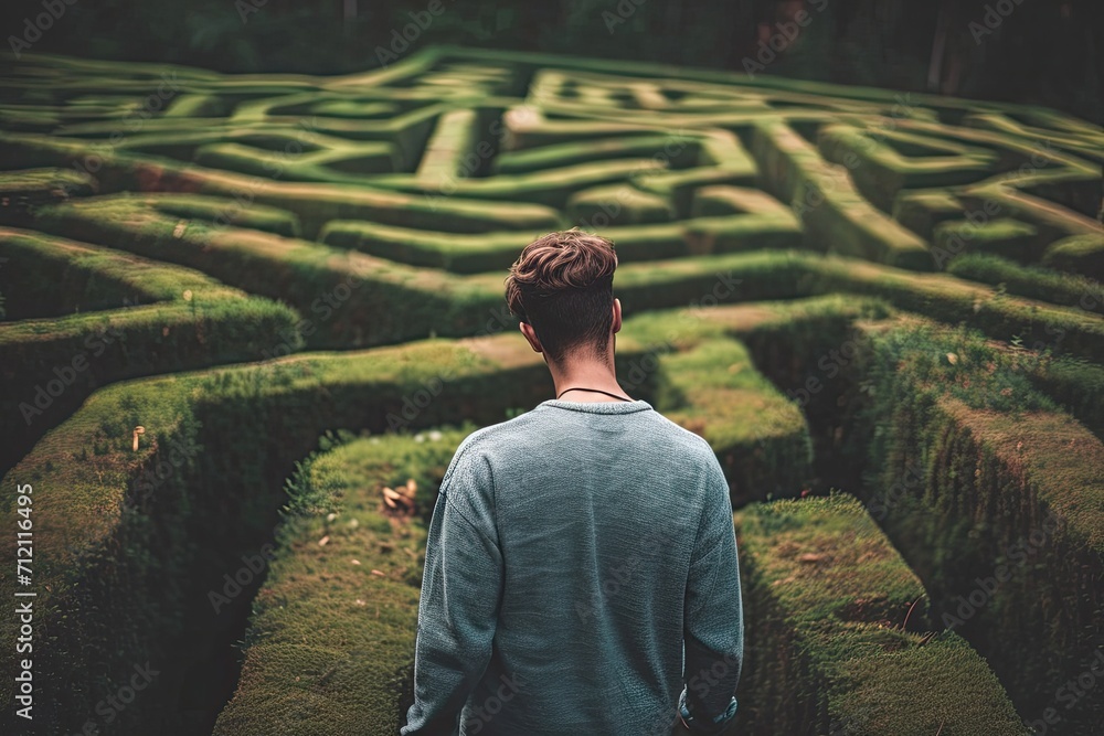 person navigating a maze or labyrinth, symbolizing problem-solving and ...
