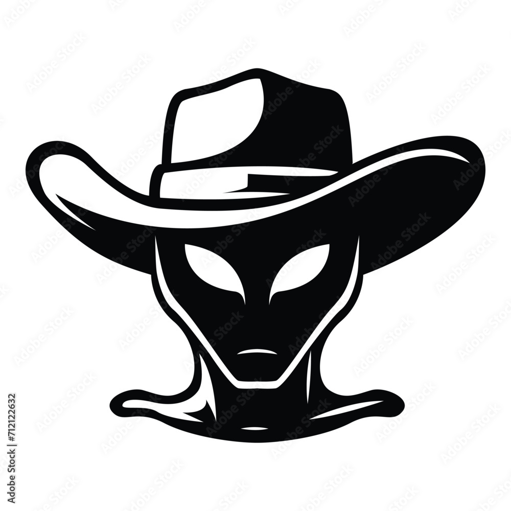 alien wearing cowboy hat iconic logo vector illustration. Stock Vector ...