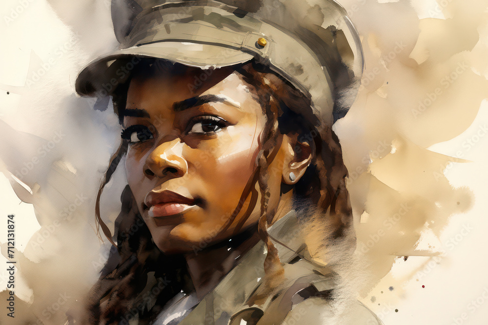 Warrior Lady: A Beautiful Young Female Soldier with Retro Style ...