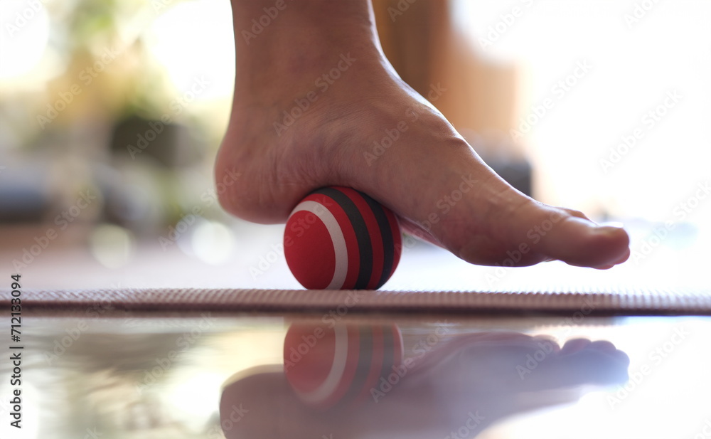 Foot massager and trigger massage ball closeup. Myofascial relaxation ...