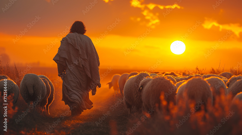 Guiding Light: Jesus Christ as the Good Shepherd Leading His Lambs ...