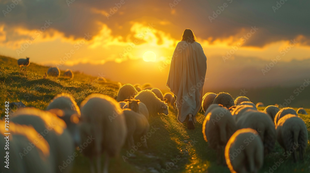 Guiding Light: Jesus Christ as the Good Shepherd Leading His Lambs ...