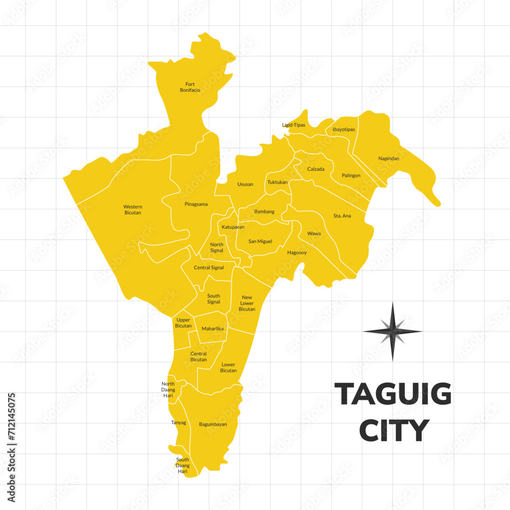 Taguig City map illustration. Map of the city in the Philippines Stock ...