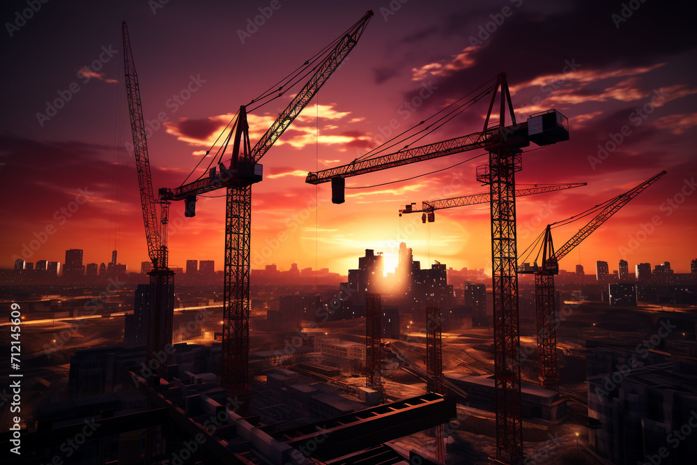 Crane,Construction tower cranes equipment over building construction ...