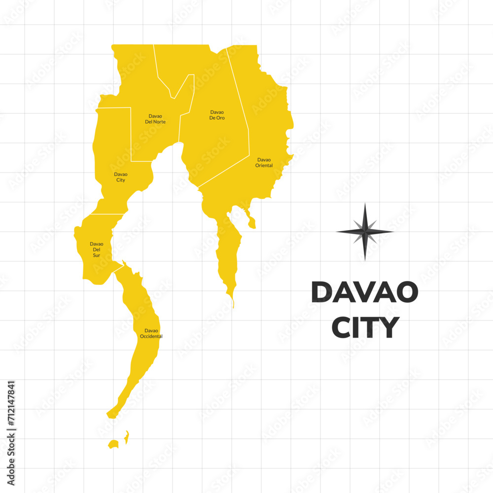 Davao City map illustration. Map of the city in the Philippines Stock ...