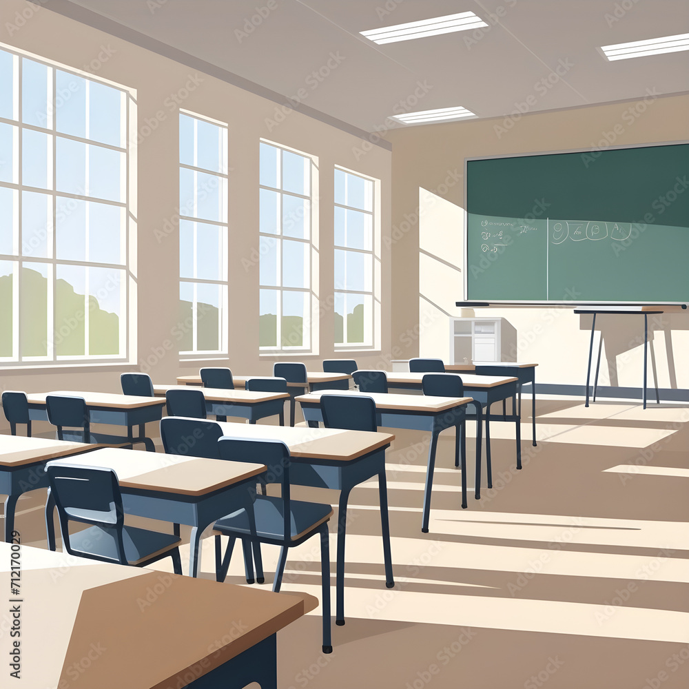 beautiful vector-look background of school classroom , pastel muted ...