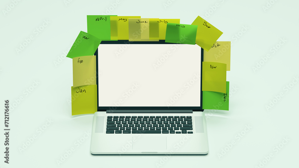Laptop post it notes 2024 planning notebook computer technology ...