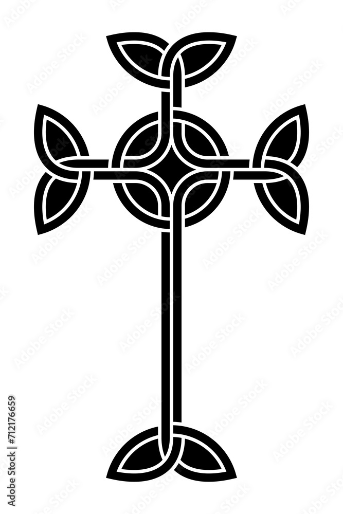 Interlaced Celtic cross. Form of a Latin cross, with triangular knots ...