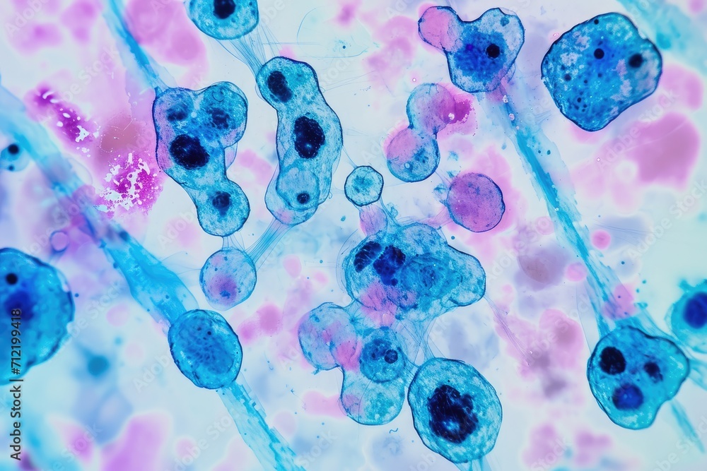 Bacterial cells in sputum sample identified using Gram stain method ...