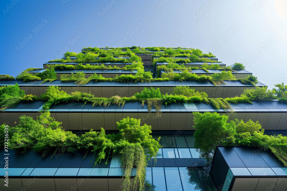 A modern building with a green facade, integrating nature into its ...