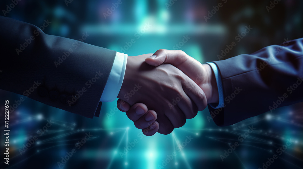 Professional Handshake in Corporate Environment. Two professionals in a ...