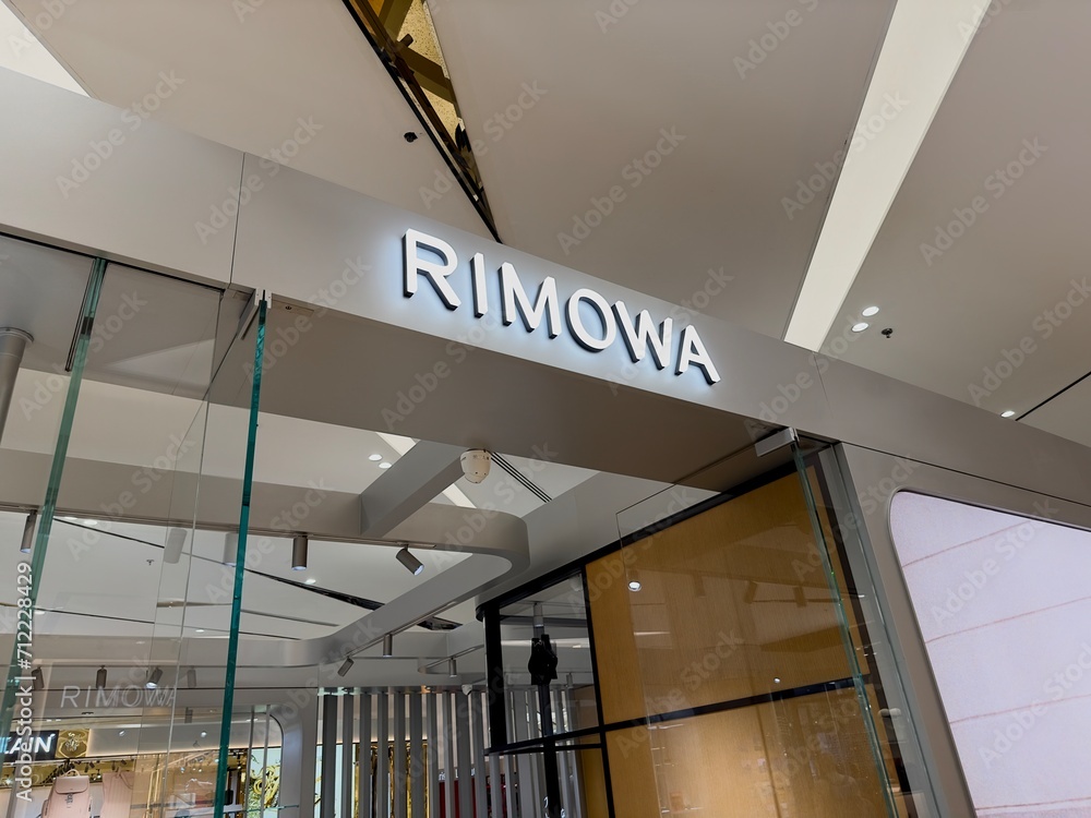 Bangkok, Thailand - Jan 2, 2024: Rimowa store sign. Rimowa is a luxury ...