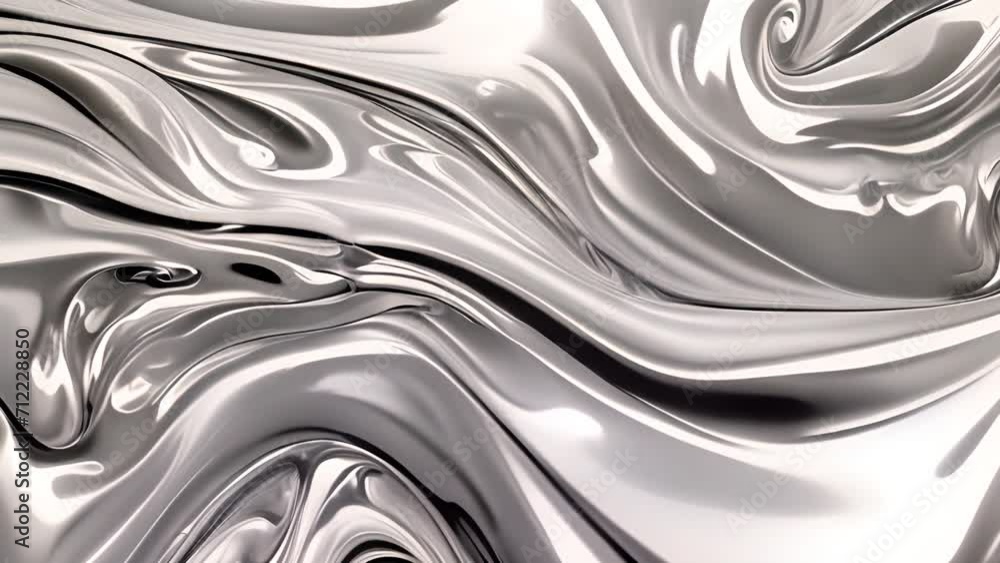Silver liquid flowing abstract background. Seamless waving silver ...