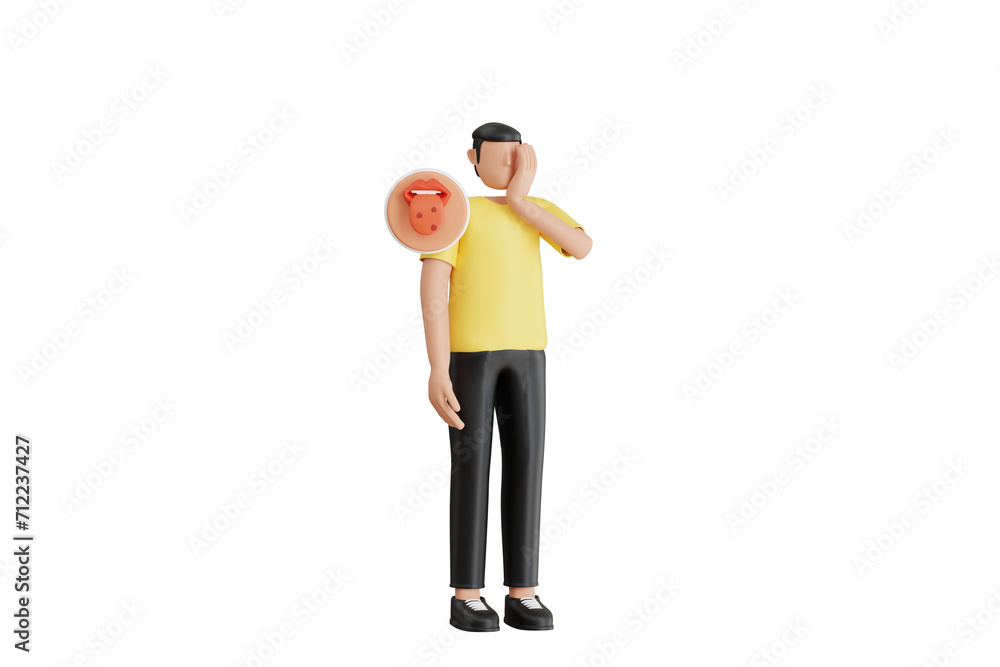 Oral thrush 3d illustration. Man Having Red Spots on his Tongue ...