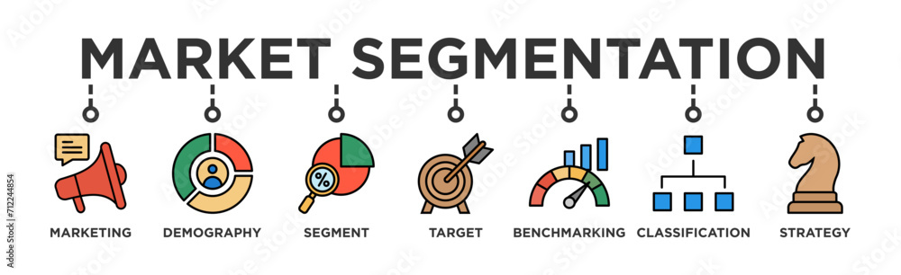 Market segmentation banner web icon vector illustration concept with ...