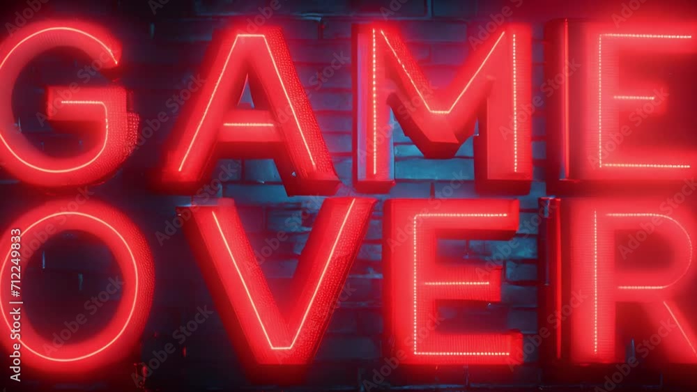 Game Over blue pink neon text effect illustration on dark Background ...