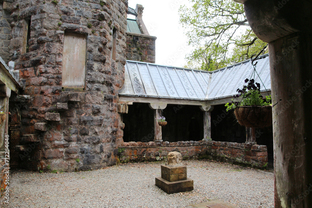 Inner courtyard of the St Conan's Church, also St Conan's Kirk, is a ...