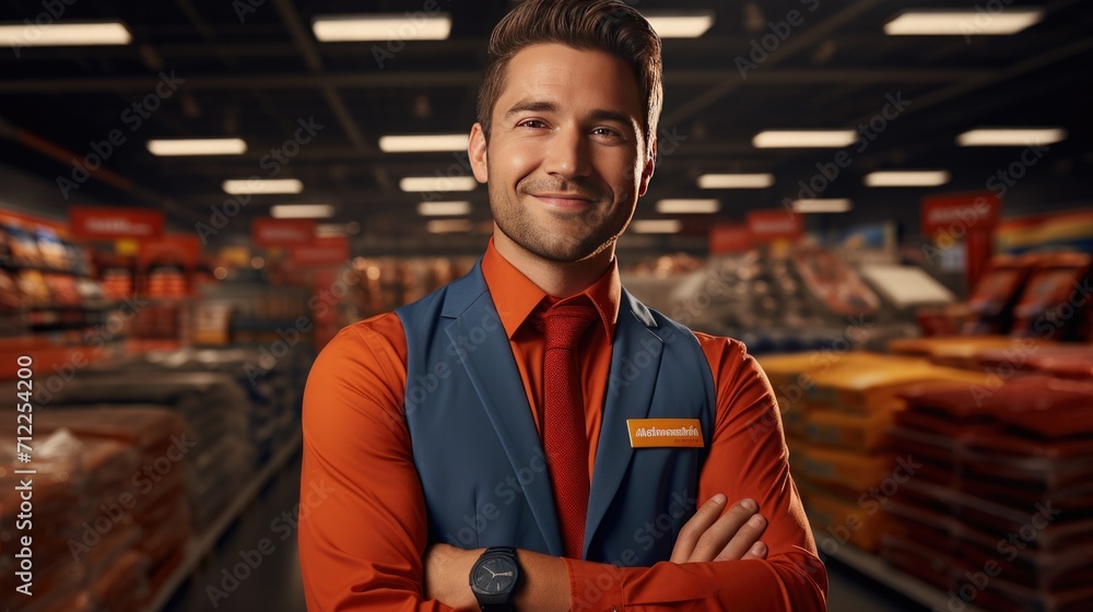 Portrait of storage professional employee. Handsome smiling male ...