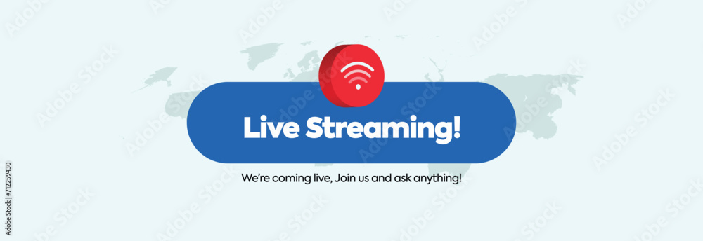 Live streaming. Live streaming announcement Facebook banner with label ...