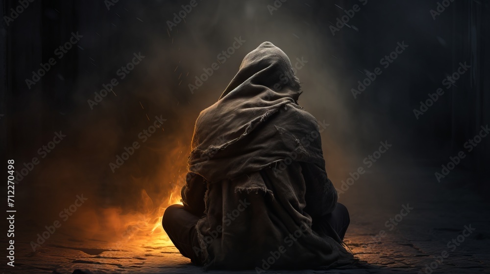 Casting Light on Homelessness: A Homeless Person Wrapped in a Blanket ...