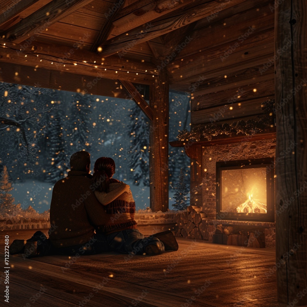 Create an intimate scene of a candlelit dinner table for two. Focus on ...