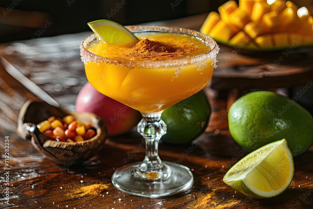 Frozen mango margarita with chamoy sauce also known as a mangonada ...