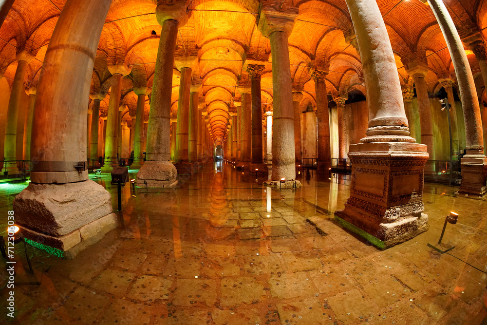 ISTANBUL, TURKEY - JANUARY 9, 2024: Basilica Cistern of Istanbul, the ...