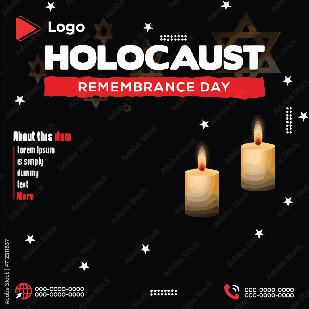 Holocaust remembrance day celebration square social media post and web ...