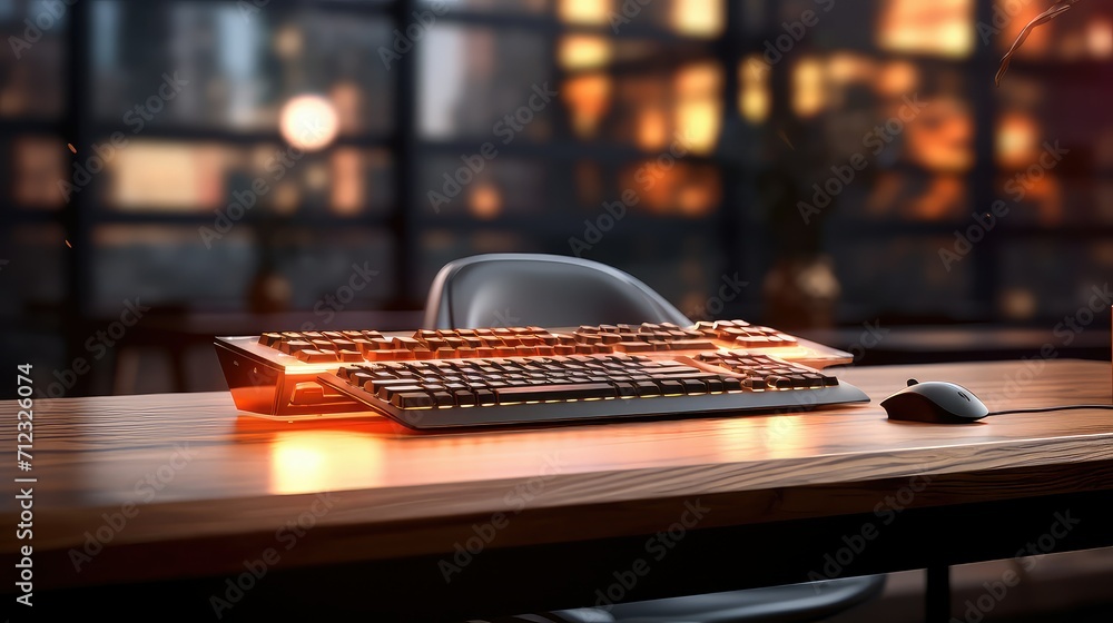 technology keyboard table background illustration office workspace ...
