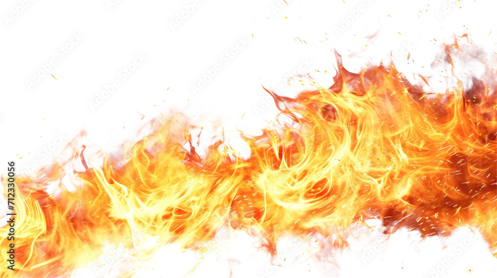 Intense flames consuming a space, vibrant and dynamic with flying ...