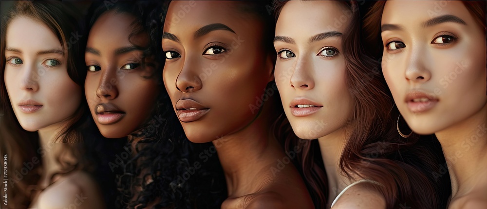 A diverse group of stunning women showcasing natural beauty and radiant ...