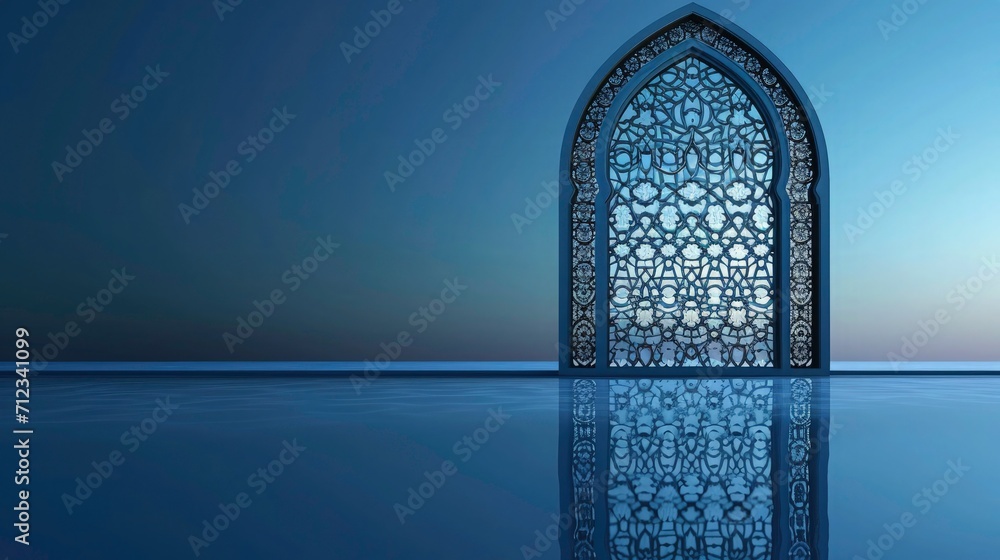 Islamic design greeting card background Islamic window and reflect ...