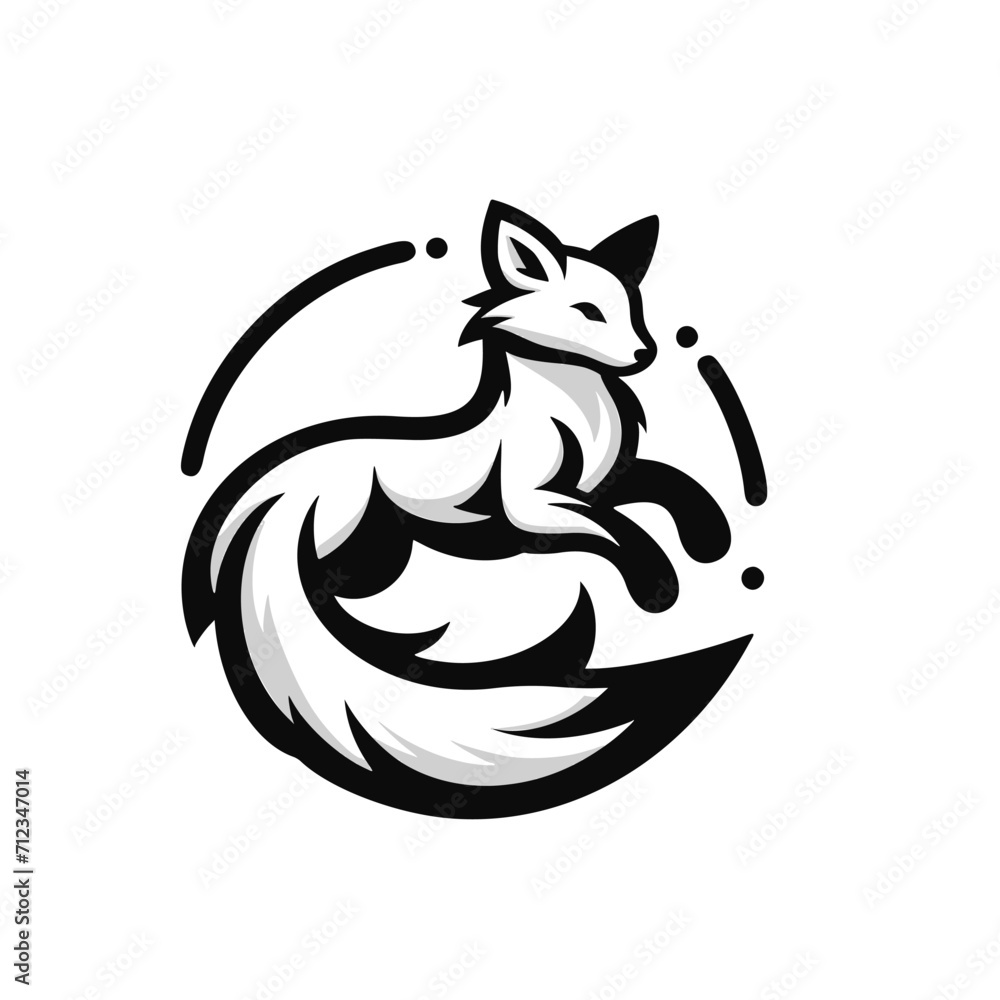 Vector Logo featuring a jumping white fox. Versatile Symbol of Energy ...