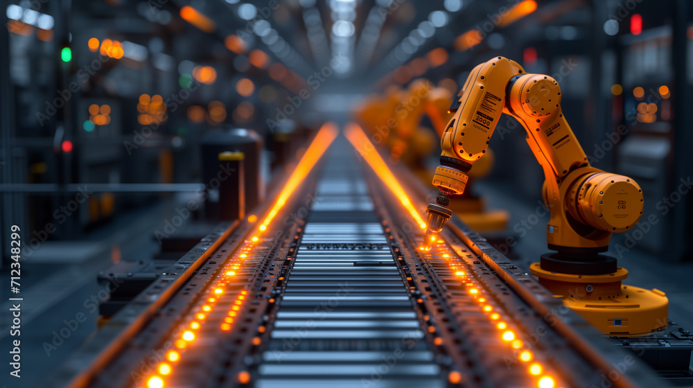 Automated Production Line: High-Tech Manufacturing with Robot Arm ...