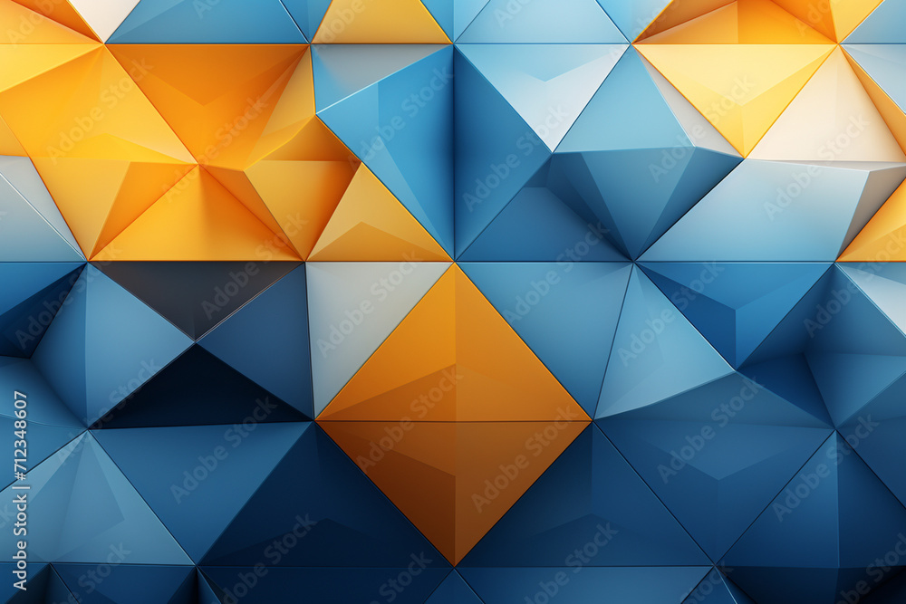 Interlocking blue and yellow triangles forming a dynamic mosaic, adding ...