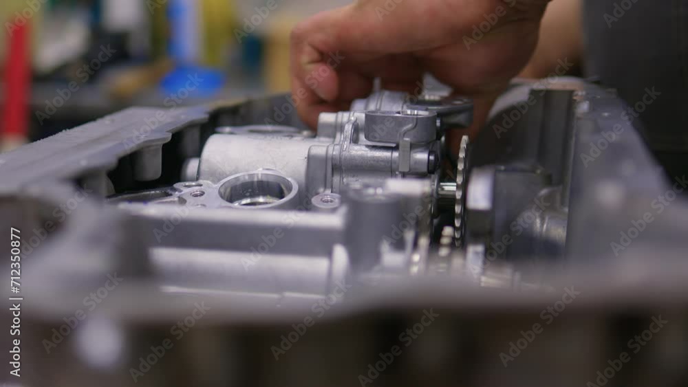 Vidéo Stock Car engine with removed head in service shop. Pistons and ...