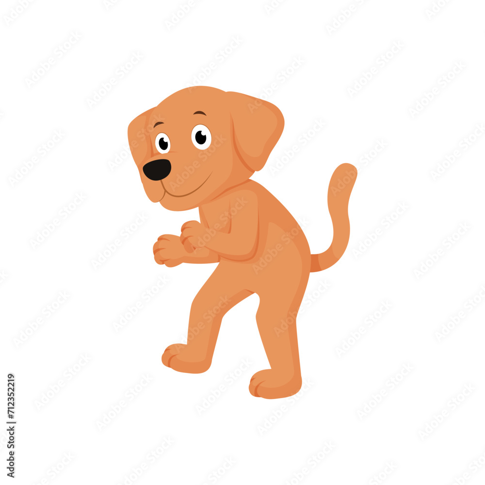 Cute Cartoon Brown Dog Sneaking, Walking Tip Toe Quietly Vector ...
