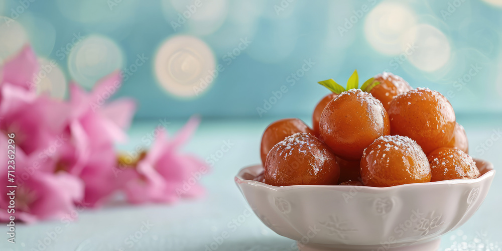 Succulent Gulab Jamun Dessert in a plate. Juicy Gulab Jamun in syrup ...