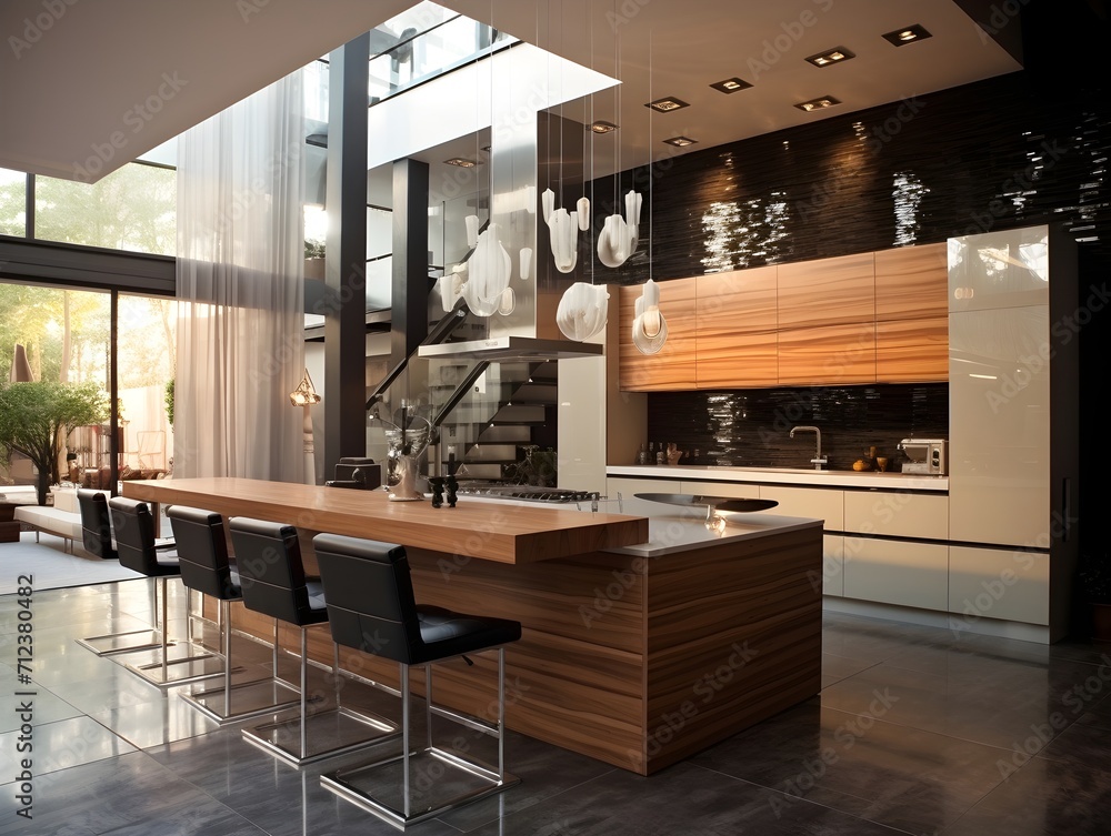 Beautiful kitchen design in a luxury home. Modern kitchen interior ...