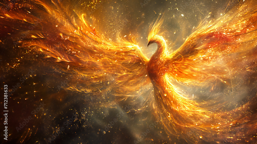 A magnificent stylized phoenix bird. Rebirth concept and symbol. Stock ...