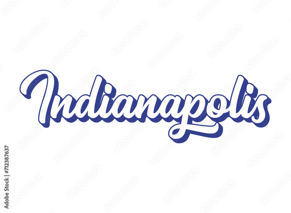 Handwritten word Indianapolis. Name of State capital of Indiana. 3D ...