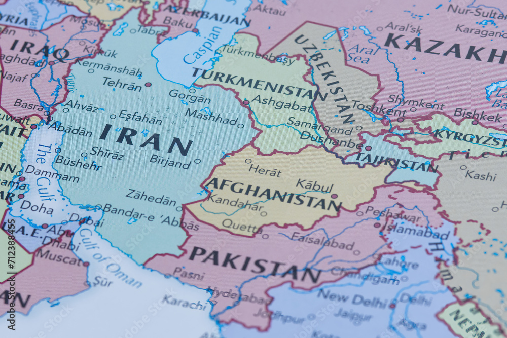 Iran and Pakistan on political map, Iran is in focus on the map. Stock ...