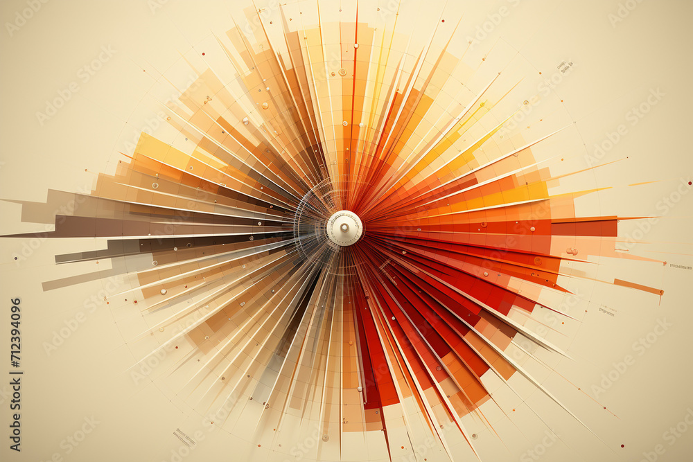 An elegant sunburst chart with radiating segments, providing a visually ...